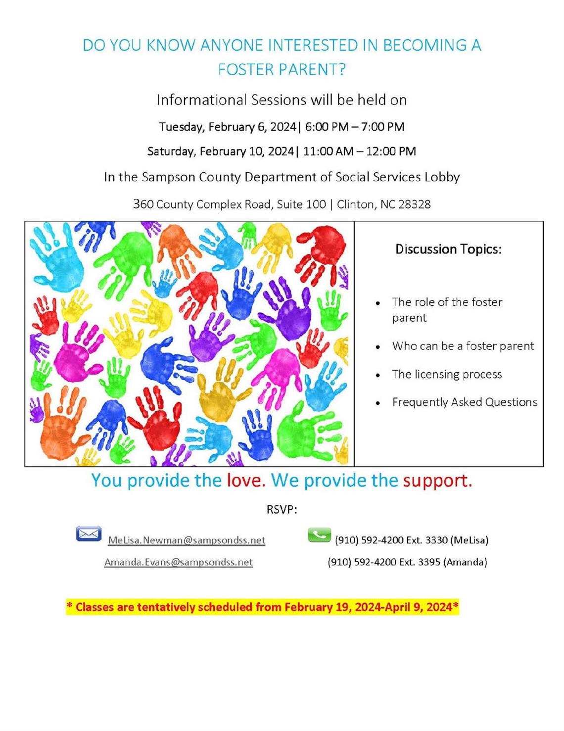 Foster Parent Information Sessions - Sampson County Government