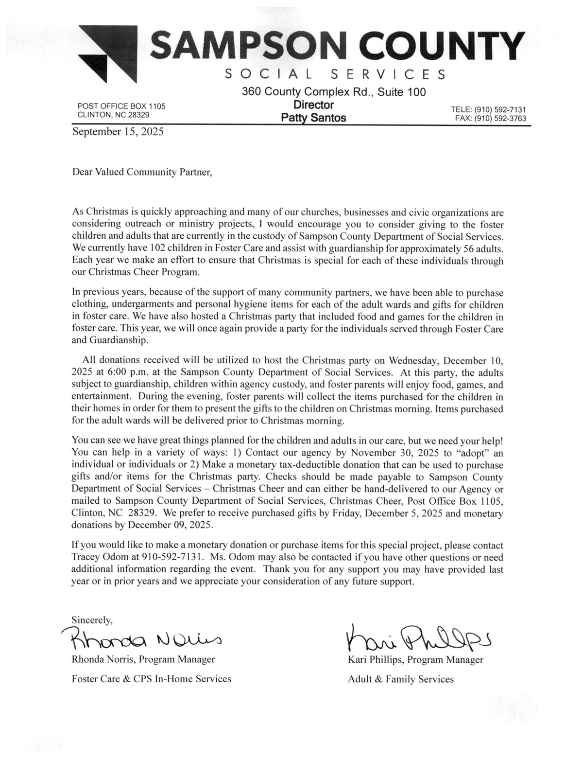 Christmas Cheer Program - 2025 - Sampson County Government